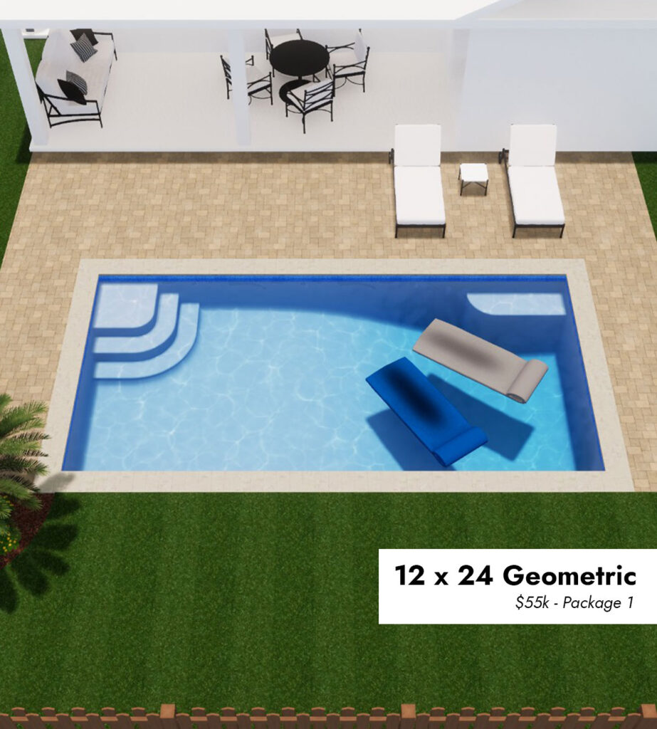 (Package 1) 12′ x 24′ Geometric Gunite Pool – In & Out Pools