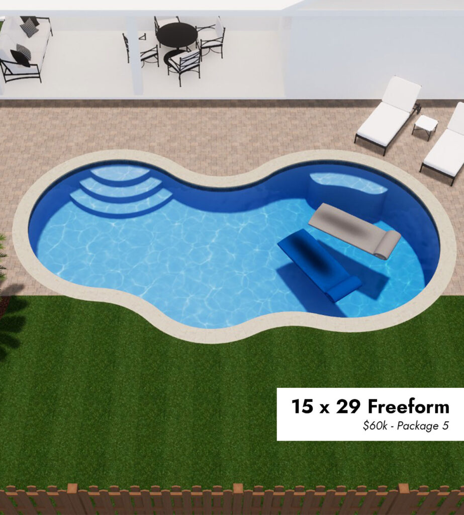 (Package 5) 15′ x 29′ Freeform Gunite Pool – In & Out Pools